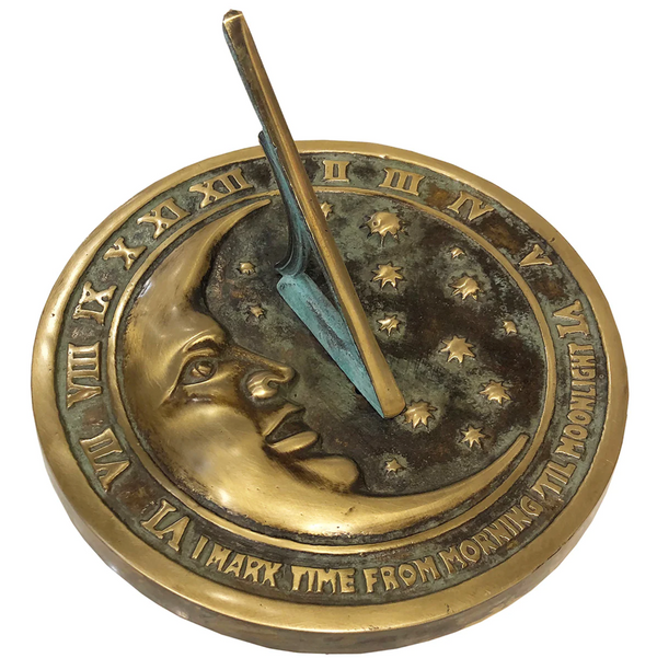 Solid Brass Moon & Stars Sundial – Fieldstone Gardens Inc